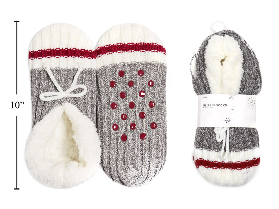 Pantoufles pour femme bas de laine gris intérieur sherpa – Lecompte ...