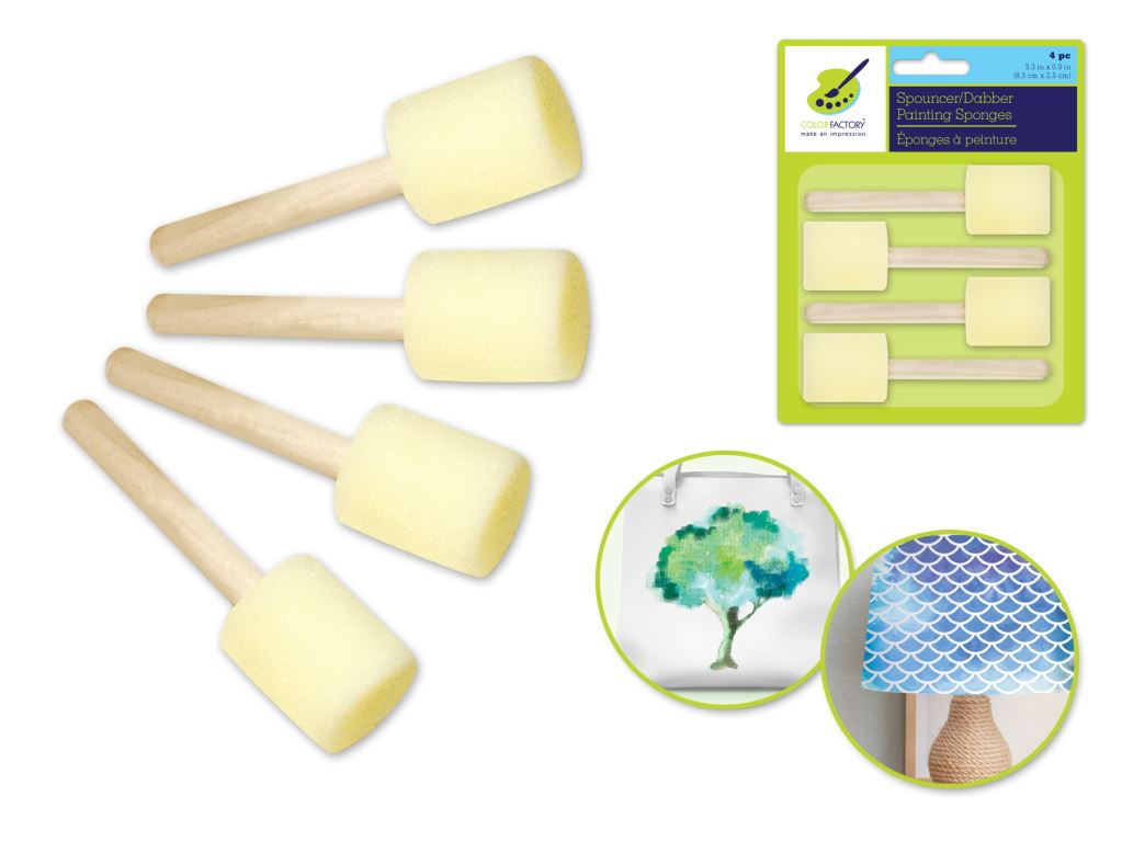 Éponge en mousse avec bâton en bois 8,5 cm x 2,5 cm (paquet de 4 ...