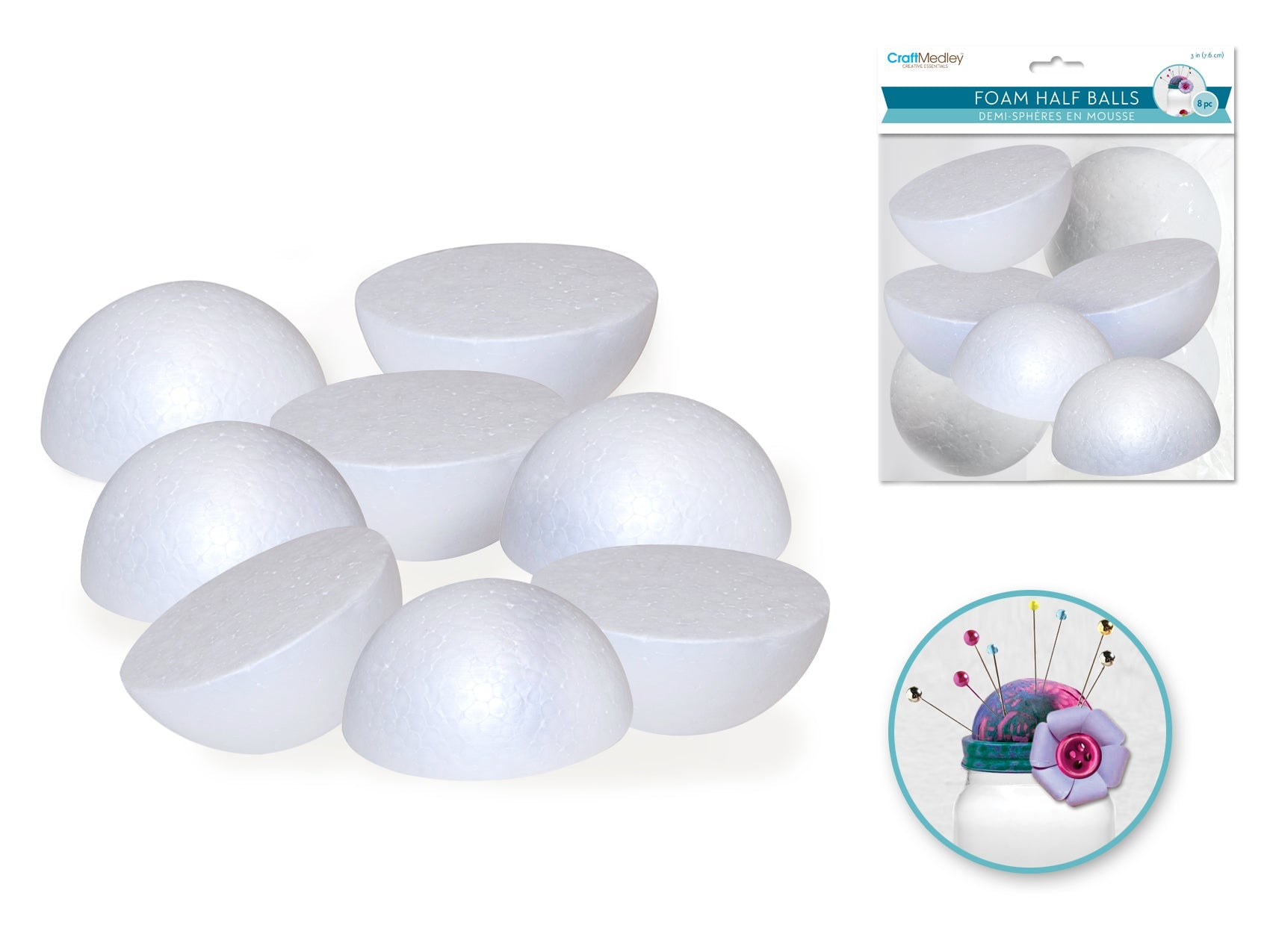 Demi-boule en styromousse 3 po (paquet de 8) – Lecompte maison et style ...