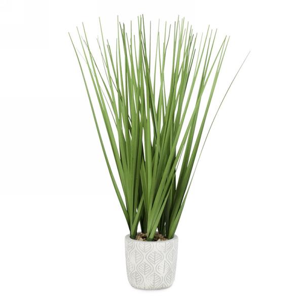 Plante haute artificielle herbe verte 3 po x 15 po dans un pot blanc a ...