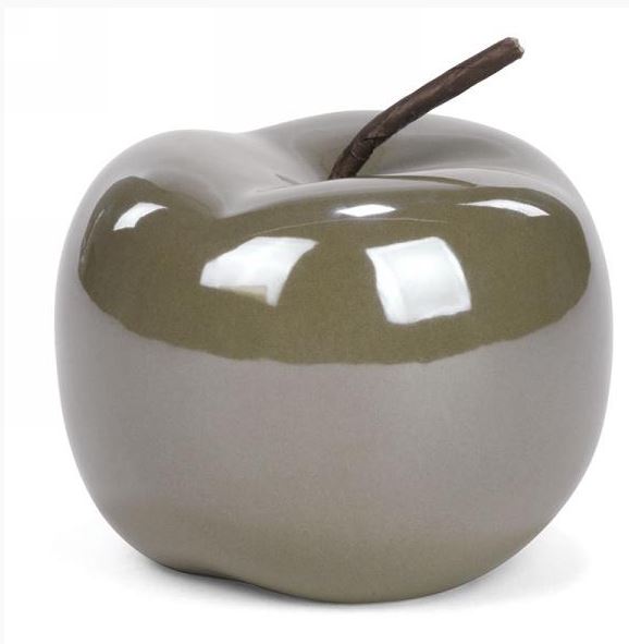 Pomme en céramique 4 po x 3 po vert kaki – Lecompte maison et style de vie