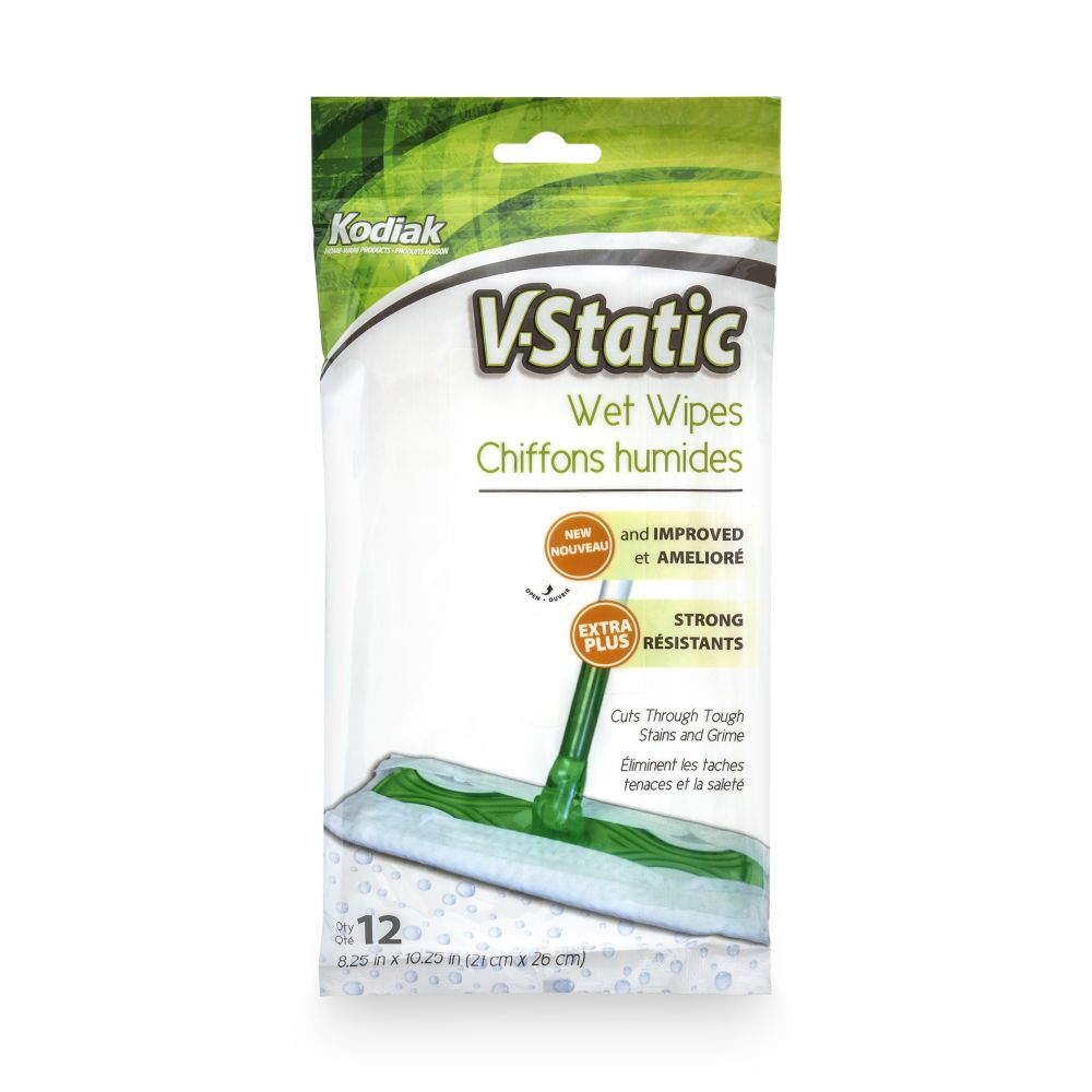 Chiffon humide 8,25 po x 10,25 po Kodiak V-Static (paquet de 12 ...