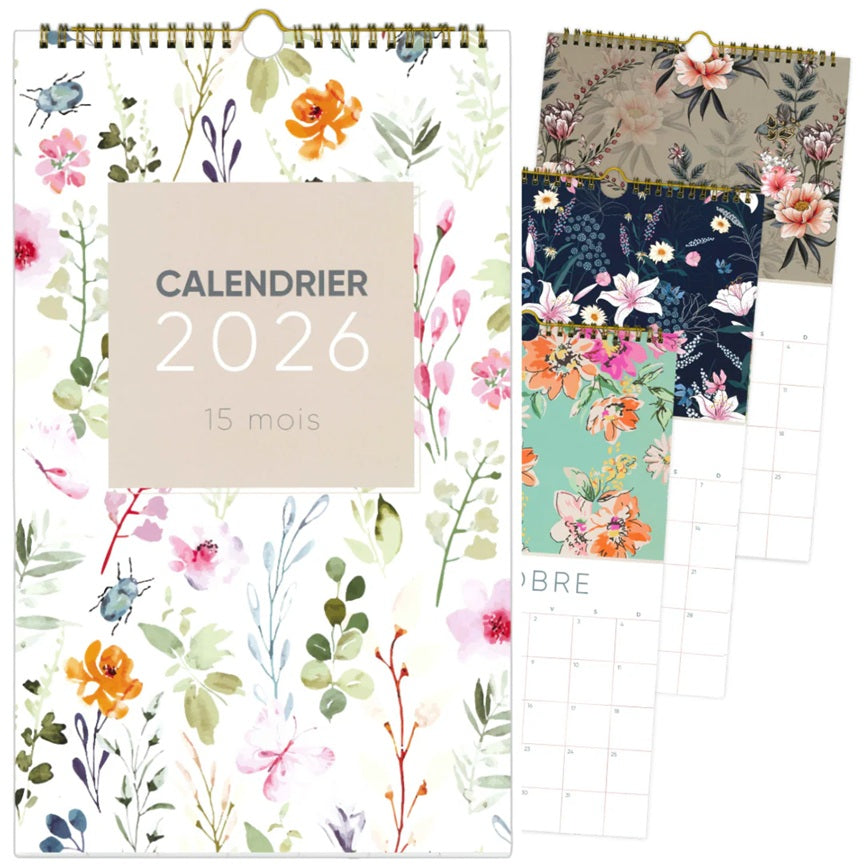 Calendrier 15 mois 15 po x 9 po fleurs classiques – Lecompte maison et ...