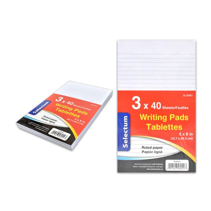 Tablette lignée 5 po x 8 po 40 pages (paquet de 3) – Lecompte maison et ...