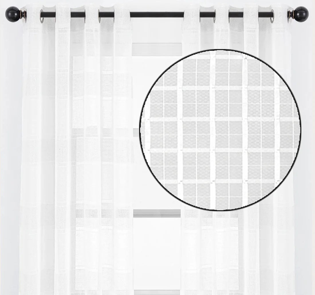 Rideau voilage Iris 54 po x 96 po carreaux blancs – Lecompte maison et ...
