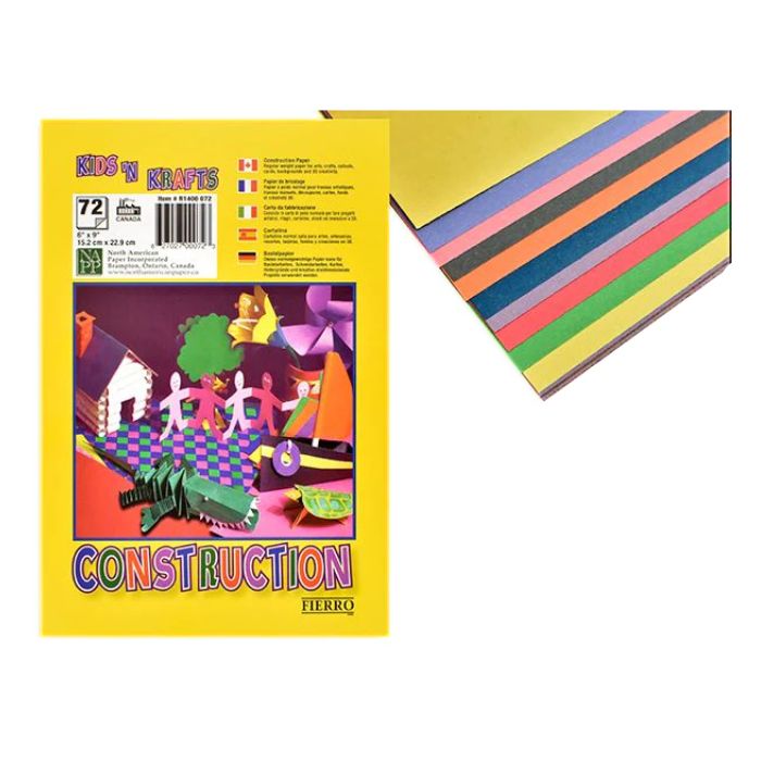 Tablette de papier construction 6 po x 9 po couleur (72 feuilles ...